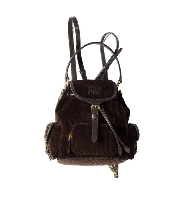 Miu Miu Corduroy Backpack With Buckle Closure