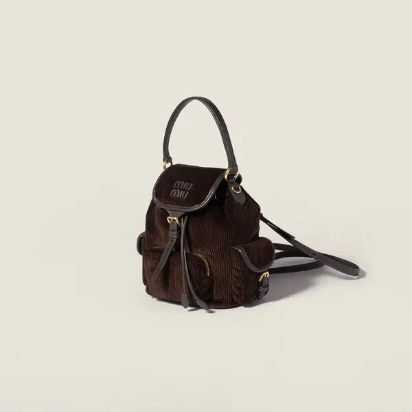 Miu Miu Corduroy Backpack With Buckle Closure