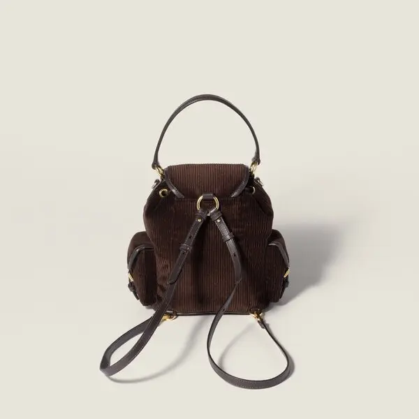 Miu Miu Corduroy Backpack With Buckle Closure