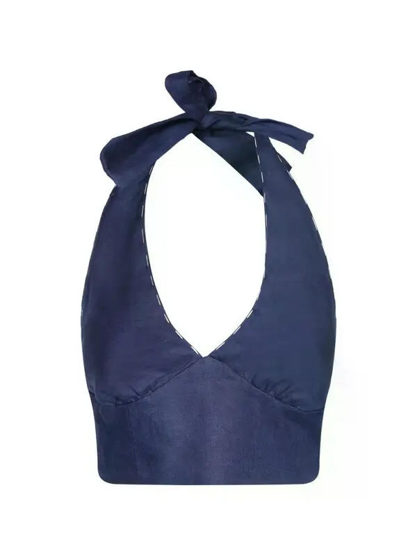CALA DE LA CRUZ Halterneck Top With Contrast Stitching