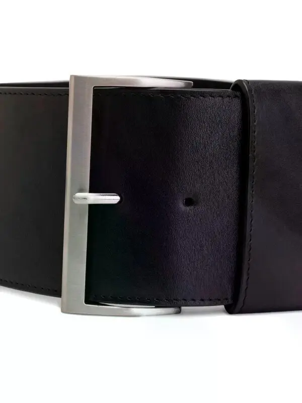 ST. AGNI Wide Leather Belt With Silver-tone Buckle - Black