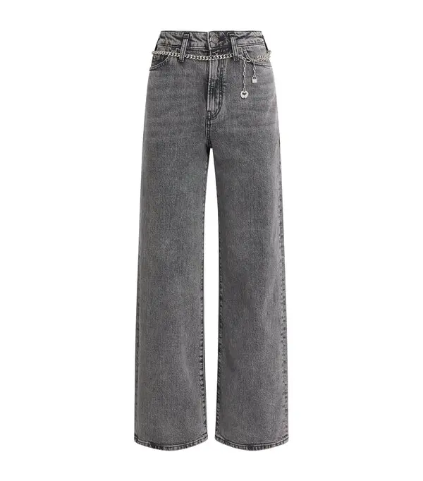 Maje Belted Wide-leg Jeans - Black