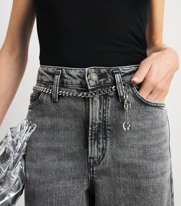 Maje Belted Wide-leg Jeans - Black