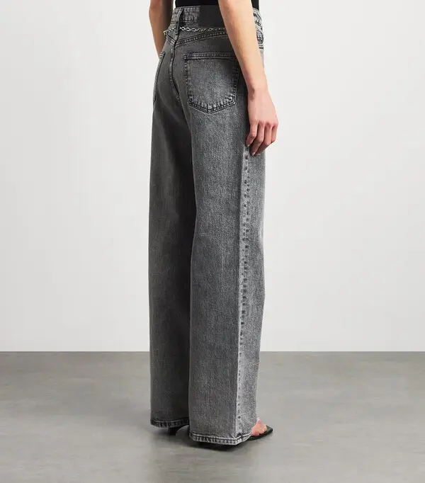 Maje Belted Wide-leg Jeans - Black