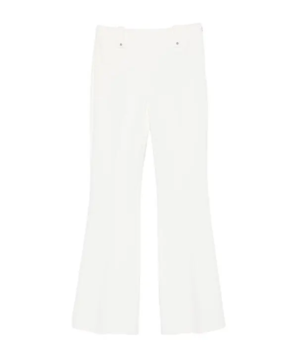 Liu Jo Flowing Crepe Flared Trousers With Stud Details - White