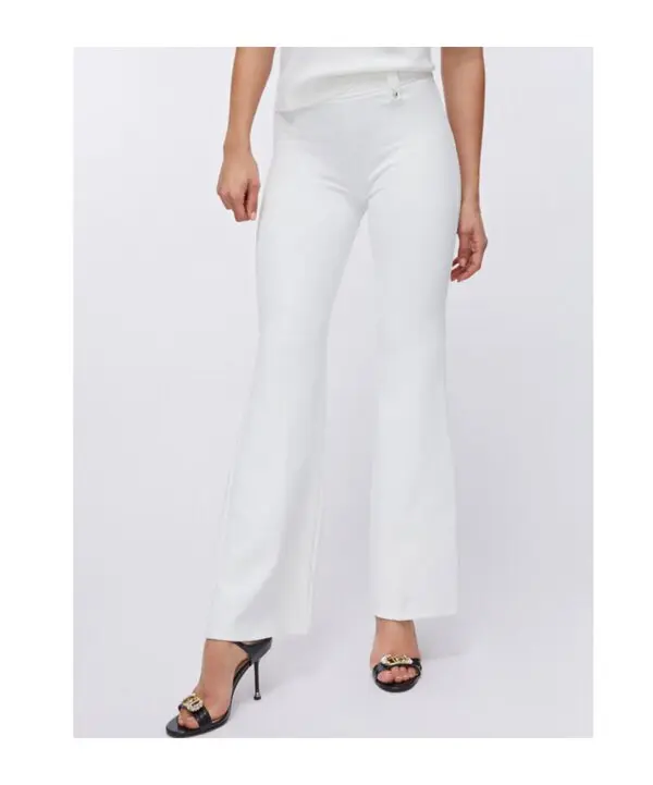 Liu Jo Flowing Crepe Flared Trousers With Stud Details - White