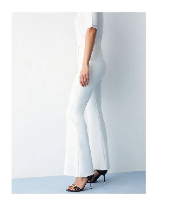 Liu Jo Flowing Crepe Flared Trousers With Stud Details - White