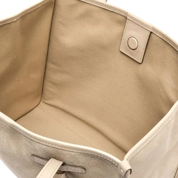 GIANNI CHIARINI Firenze Suede Leather Shopper Bag With Leather Detailing - Nude