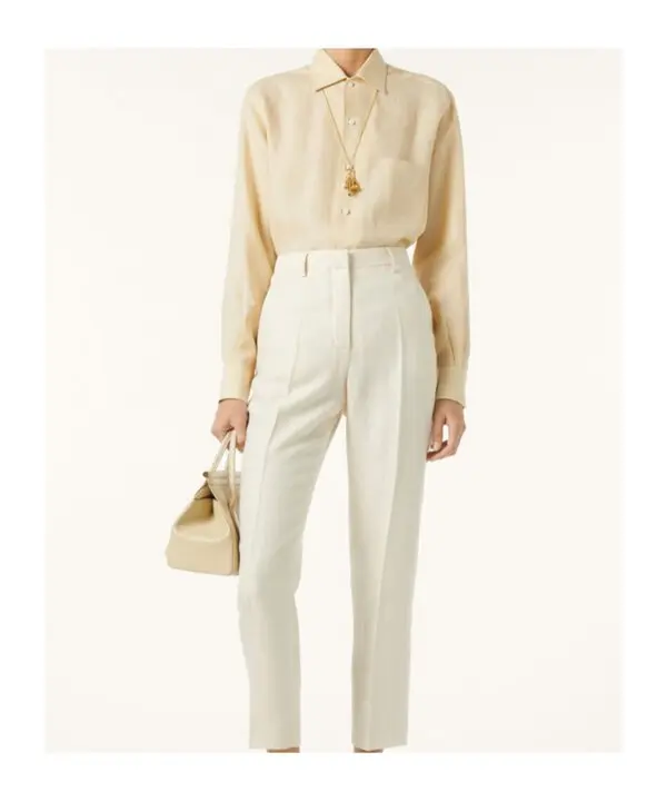 Loro Piana Long-sleeved Shirt With Classic Collar - Light Mimosa