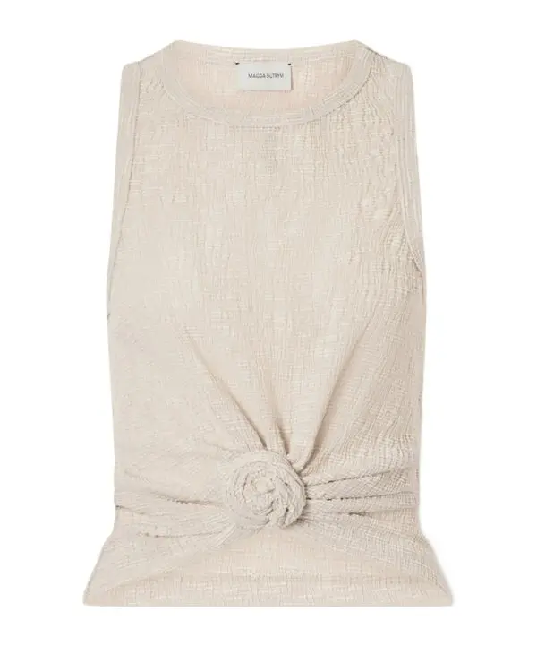 Magda Butrym Knot-front Sleeveless Tank Top With Floral Appliqués
