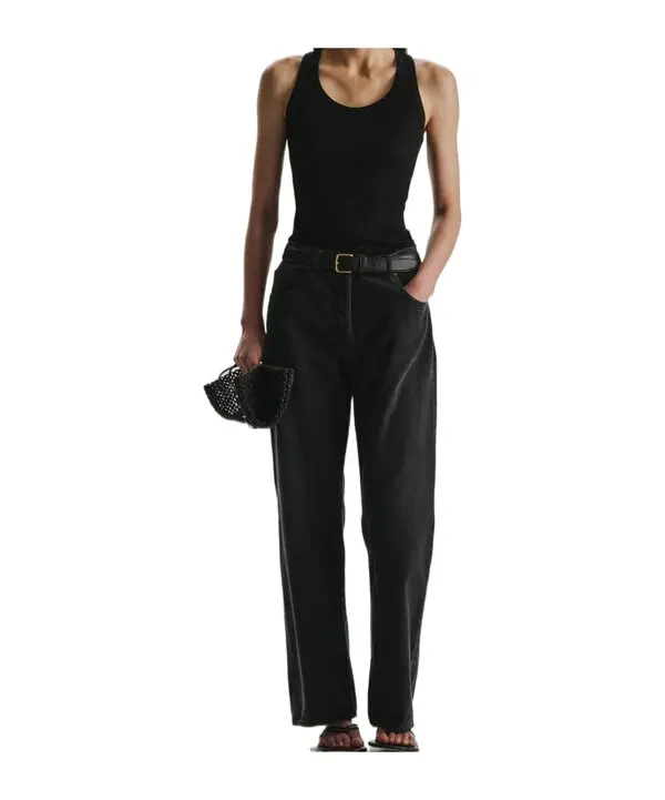 THE ROW Cendrea Ribbed-knit Racerback Tank Top - Black