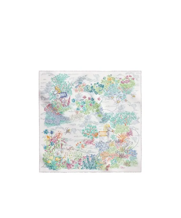 Dior Charming Garden90 Square Scarf - White