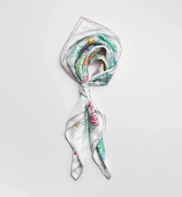 Dior Charming Garden90 Square Scarf - White