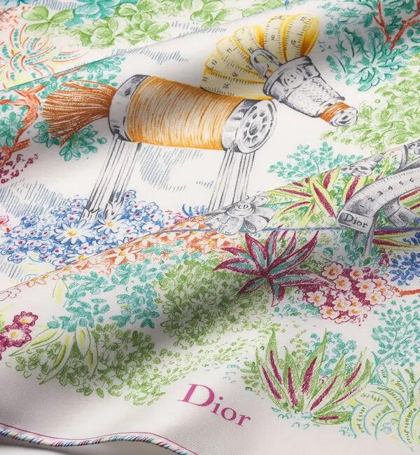 Dior Charming Garden90 Square Scarf - White