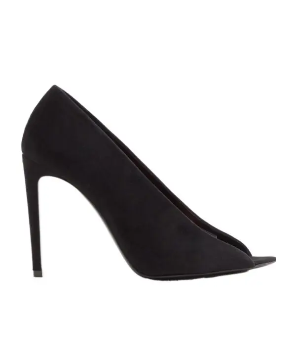 Valentino Garavani Open Toe Suede Pumps 105mm Heel - Black
