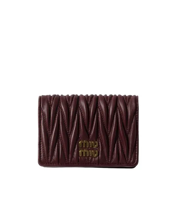 Miu Miu Small Matelassé Nappa Leather Wallet - Burgundy Red