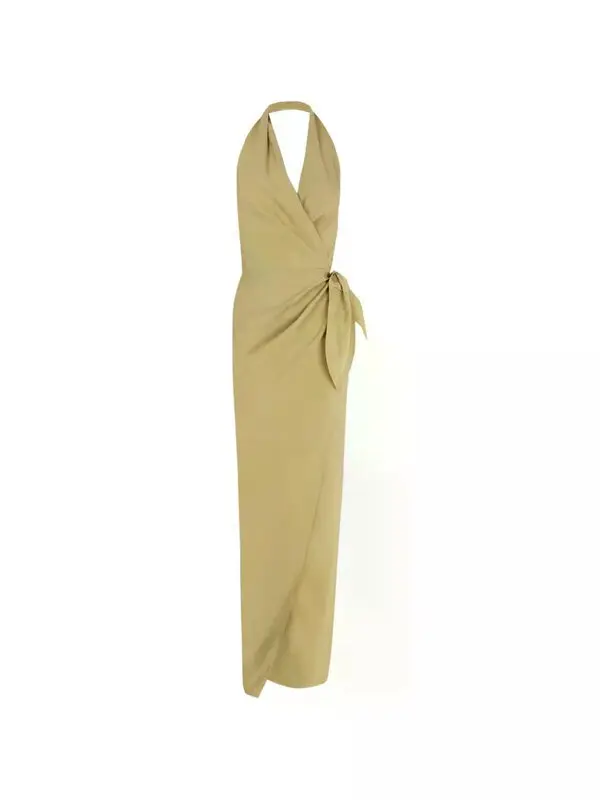 CORTANA Mona Halterneck Wrap Maxi Dress