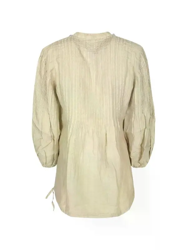 120% Lino Crystal-embellished Pintuck Tunic - Neutrals
