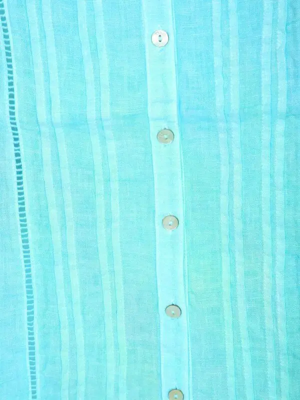 120% Lino Pintuck Detail Sleeveless Top - Blue