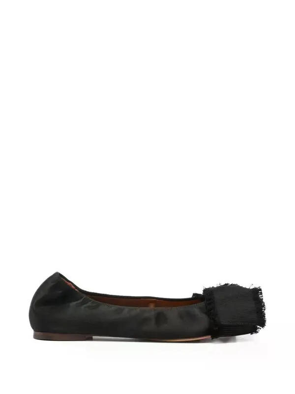 LANVIN Bow-embellished Calf Leather Ballet Flats