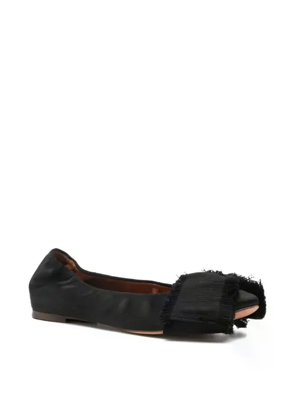 LANVIN Bow-embellished Calf Leather Ballet Flats