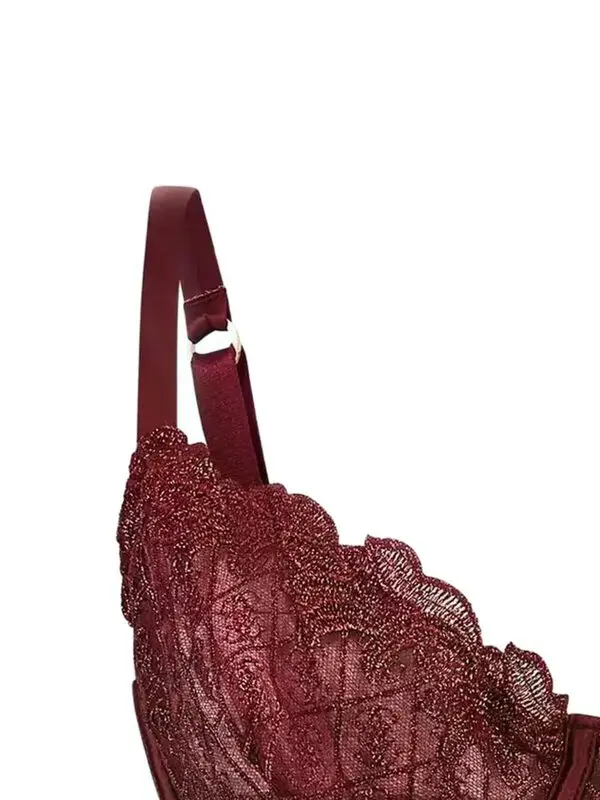 Guess Lace-overlay Underwired Bra - Red