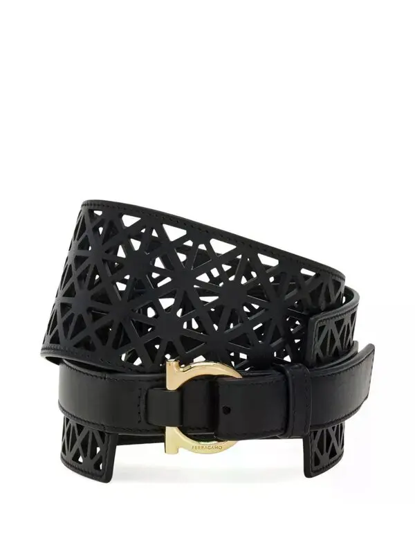 FERRAGAMO Gancini Buckle Geometric Motif Belt