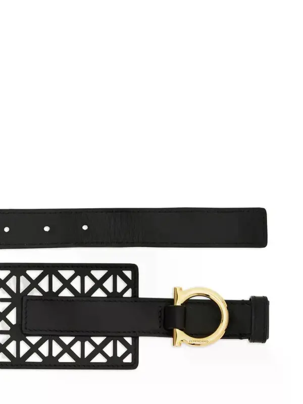 FERRAGAMO Gancini Buckle Geometric Motif Belt