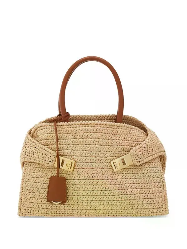 FERRAGAMO Hug Woven-raffia Tote Bag