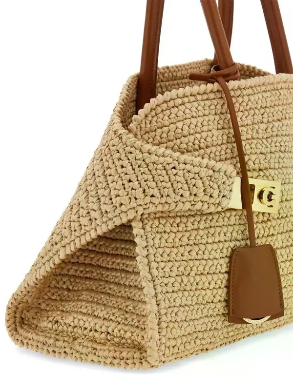 FERRAGAMO Hug Woven-raffia Tote Bag