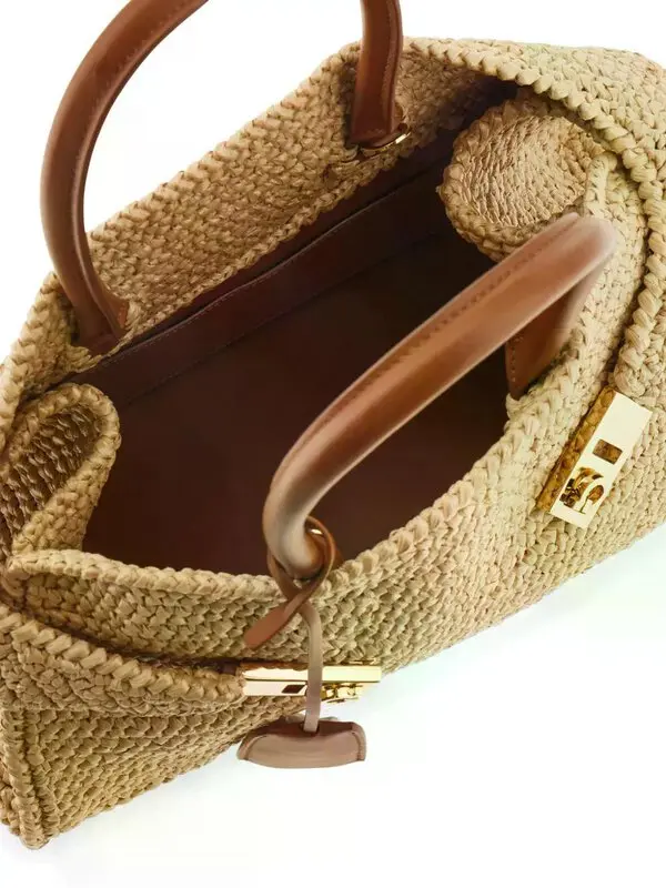 FERRAGAMO Hug Woven-raffia Tote Bag