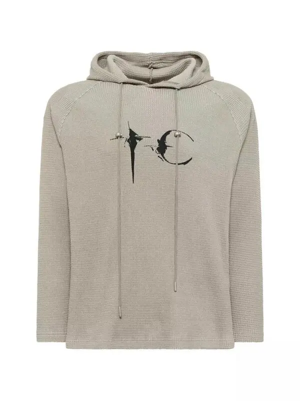 THUG CLUB Bulk Shoulder Waffle-knit Hoodie