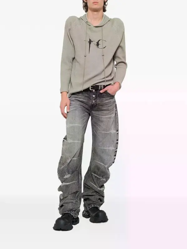 THUG CLUB Bulk Shoulder Waffle-knit Hoodie