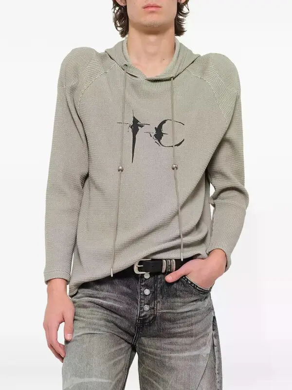 THUG CLUB Bulk Shoulder Waffle-knit Hoodie