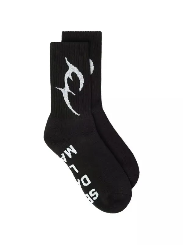 THUG CLUB Intarsia Knit Logo Socks - Black