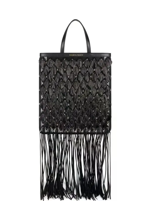 Elisabetta Franchi Mesh Fringe Tote Bag