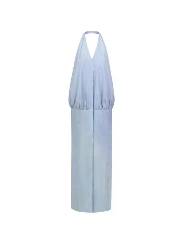 THE ARKOW Celile Striped Halterneck Maxi Dress - Blue