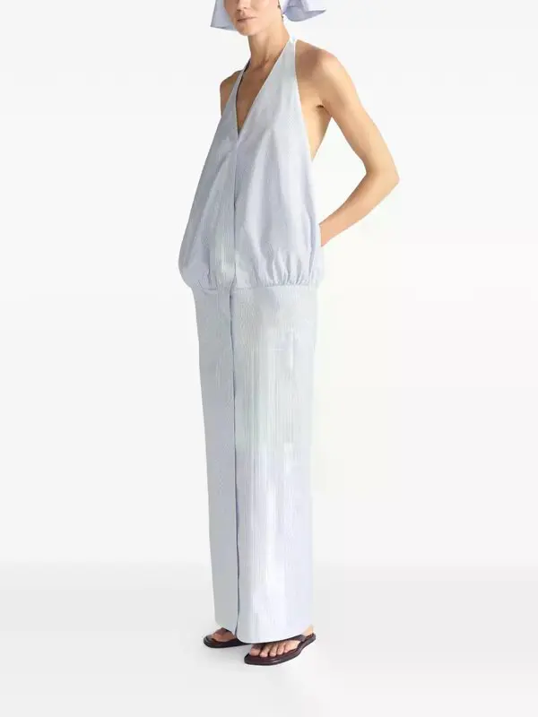 THE ARKOW Celile Striped Halterneck Maxi Dress