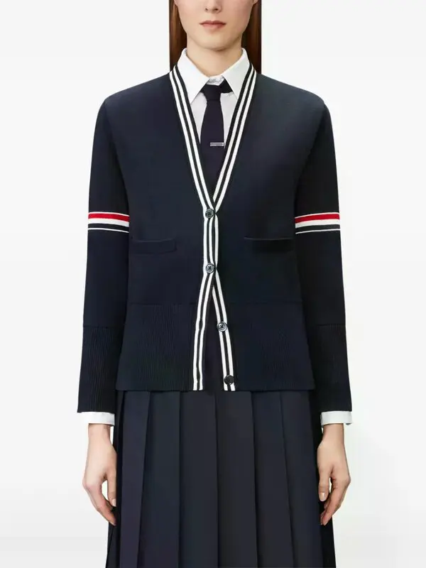 Thom Browne Sailboat Jacquard Rwb Stripe Cardigan