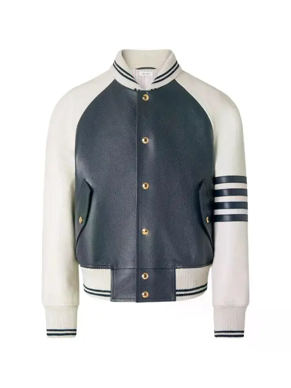 Thom Browne Raglan Sleeve Leather Jacket - Blue