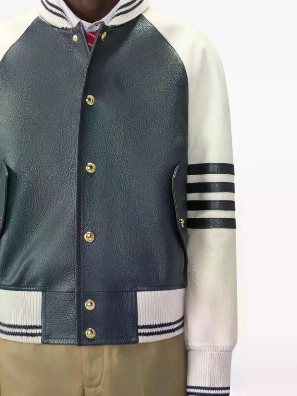 Thom Browne Raglan Sleeve Leather Jacket - Blue