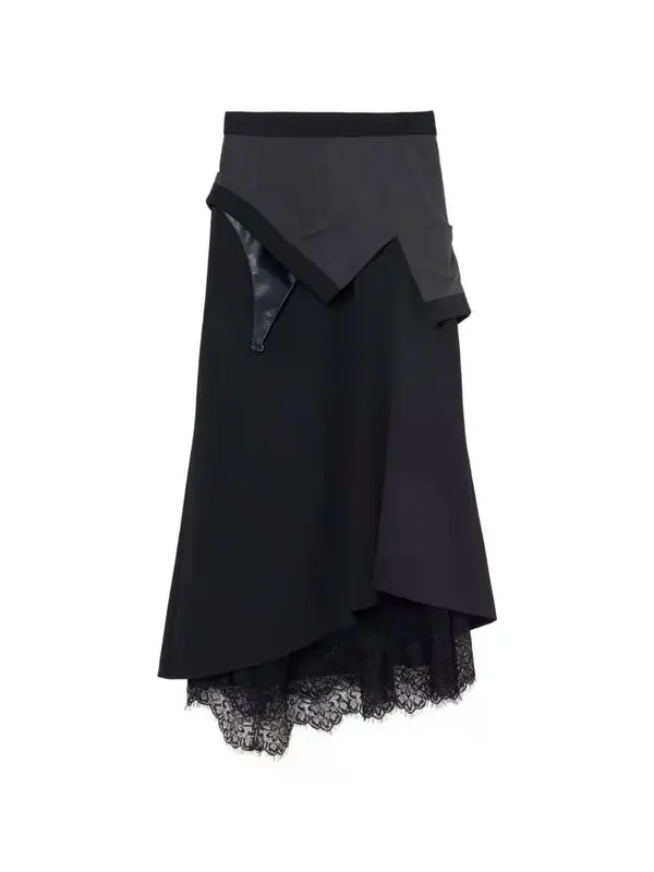 TANAKA DAISUKE Layered Lace-trim Maxi Skirt