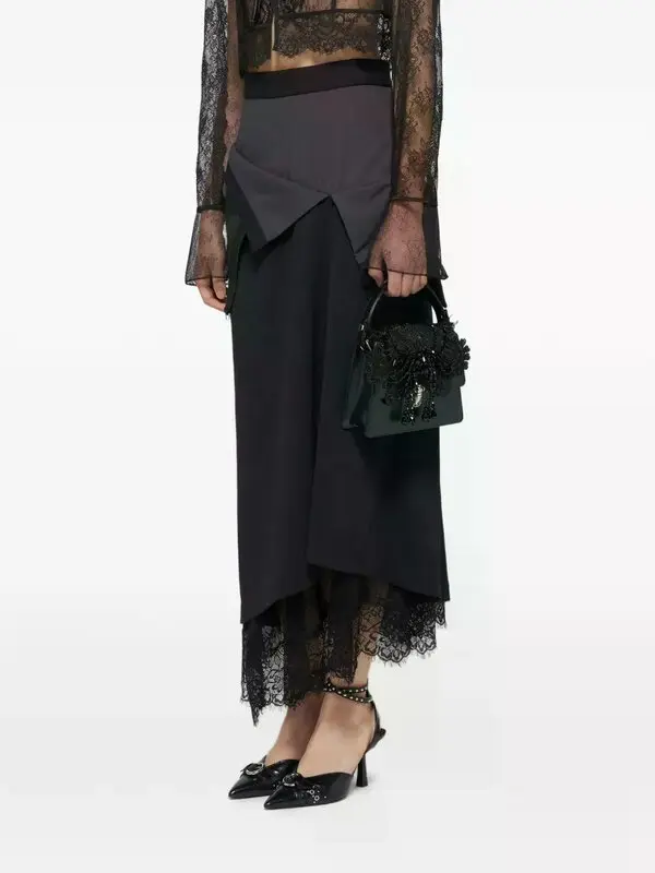 TANAKA DAISUKE Layered Lace-trim Maxi Skirt