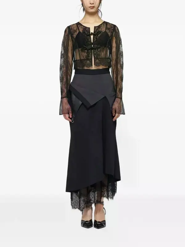 TANAKA DAISUKE Layered Lace-trim Maxi Skirt