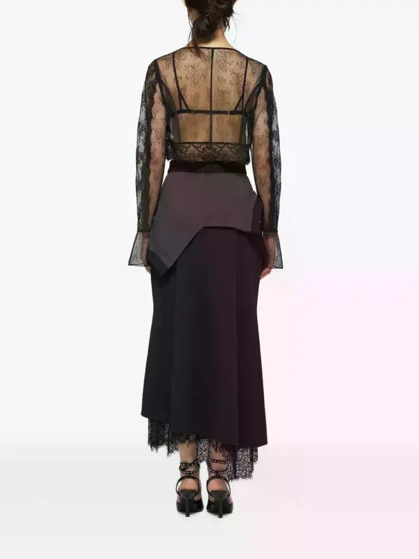 TANAKA DAISUKE Layered Lace-trim Maxi Skirt