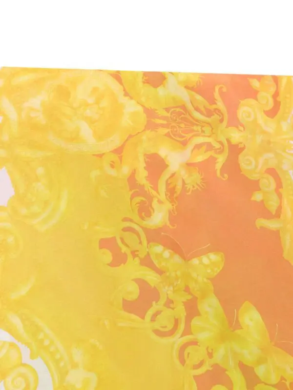 Versace 2000s Baroque-print Silk Scarf - Yellow