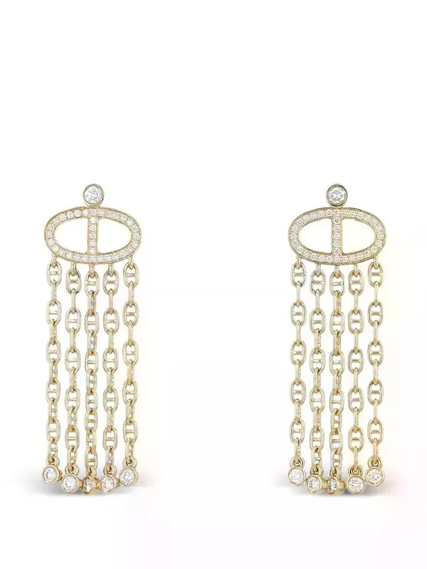 Hermès 2020s Chaine D'ancre Calypso Diamond Earrings - Gold