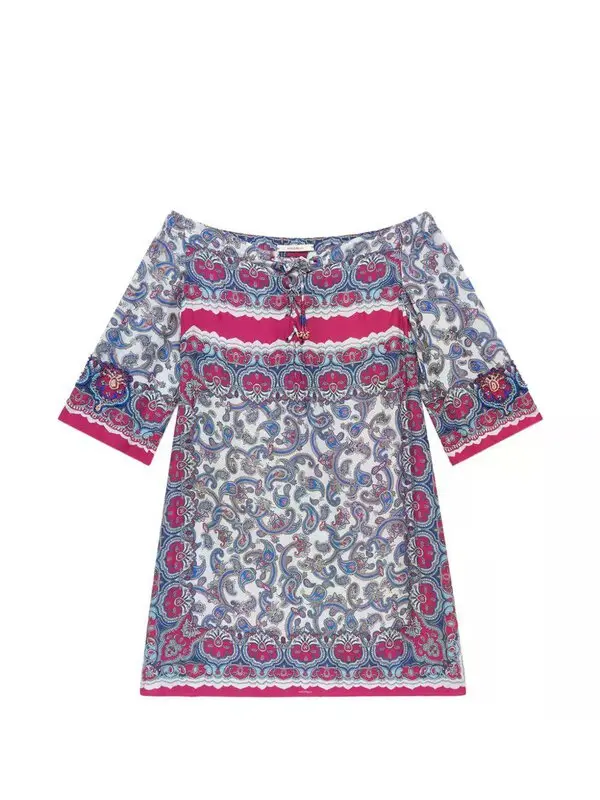 Malìparmi Paisley Print Off-the-shoulder Mini Dress - Blue