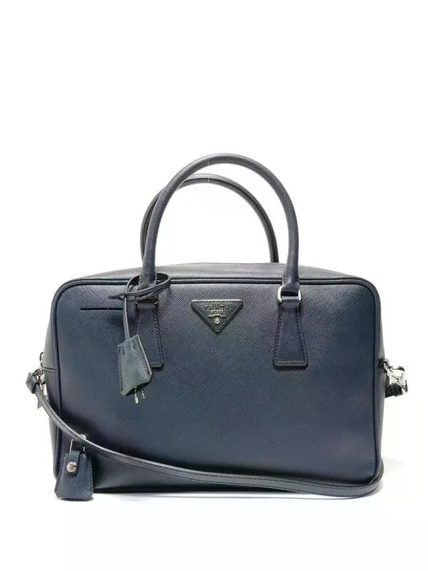 Prada Saffiano Leather Tote Bag - Blue