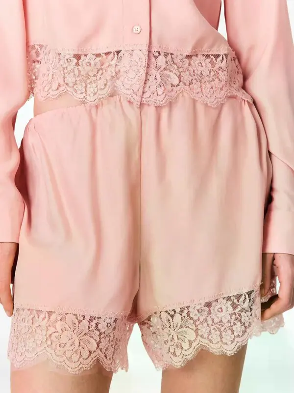 Stella McCartney Silk Mini Shorts With Lace Trim